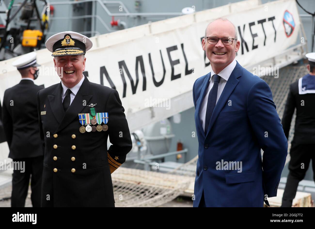 Defence Minister Simon Coveney (right) and Chief of Staff Vice Admiral ...