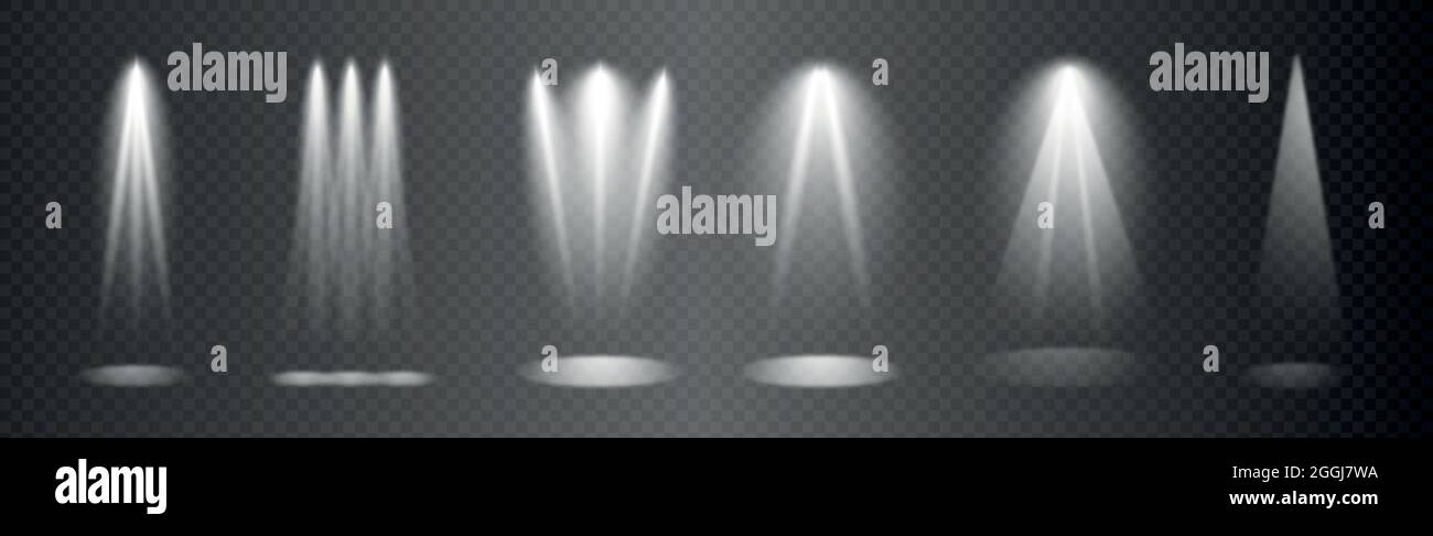 Set, realistic lighting, light rays on a dark background - Vector ...