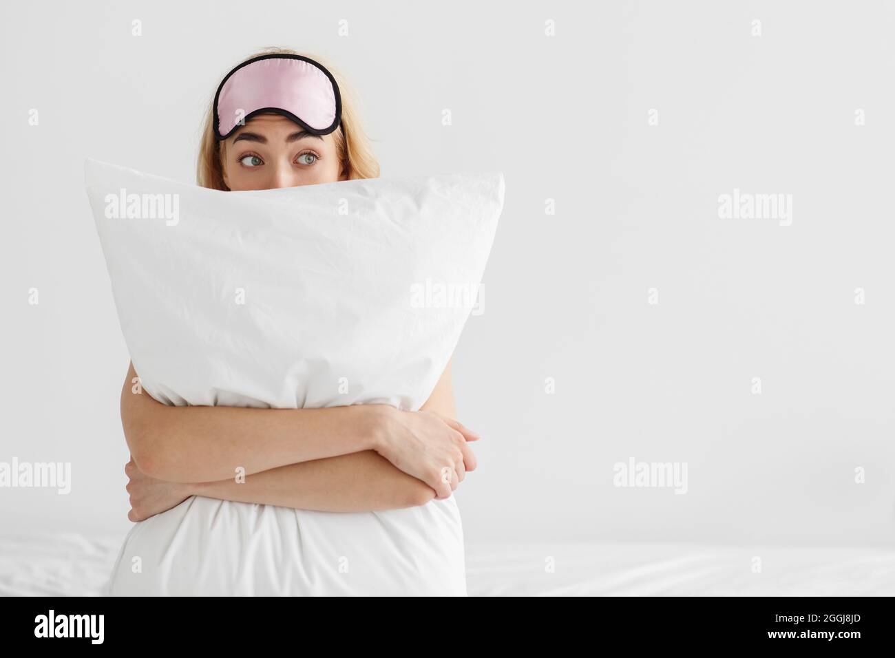 Good morning after cool sleep, funny expression, enjoy free time Stock ...