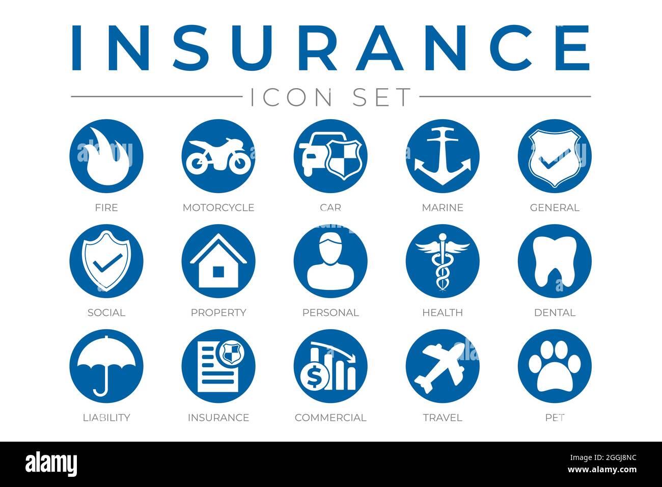 Round Insurance Icons Set Stock Vector Image & Art - Alamy