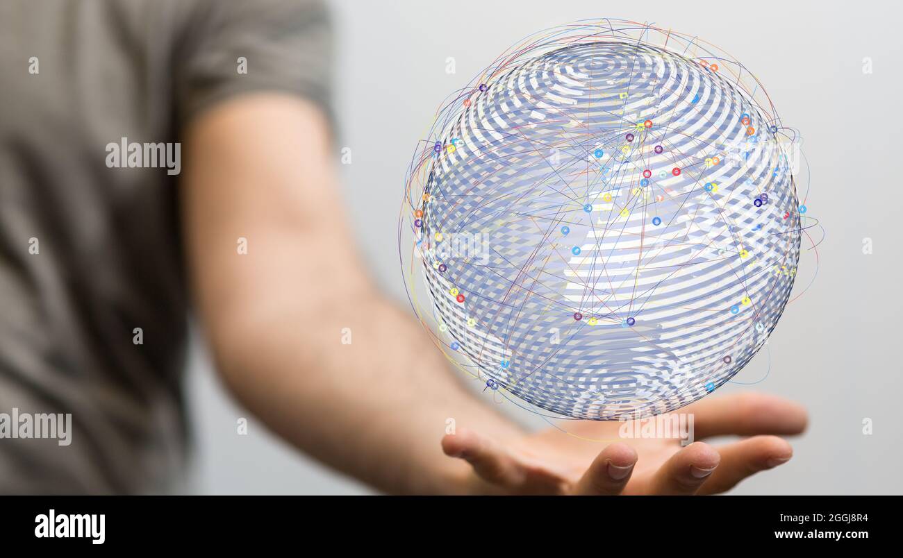 Human Hand Holding The World In Hands Stock Photo - Alamy