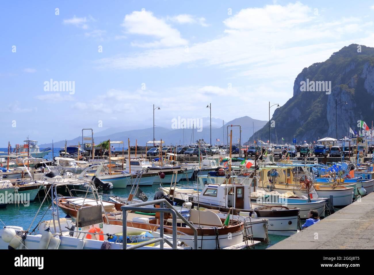July 14 2021 - Capri, Italy: Port of the island Capri in the gulf of ...