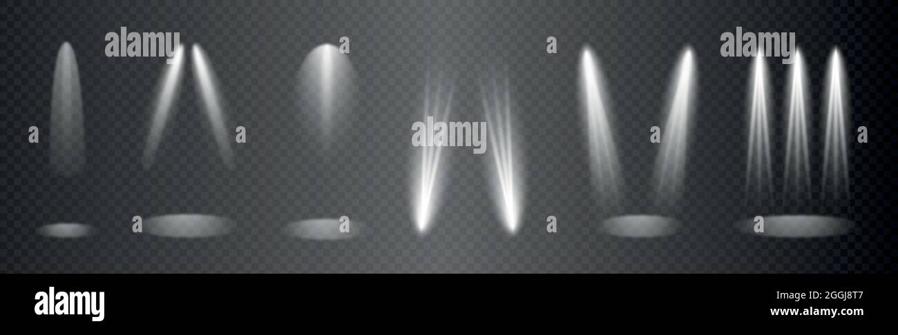 Set, realistic lighting, light rays on a dark background - Vector ...