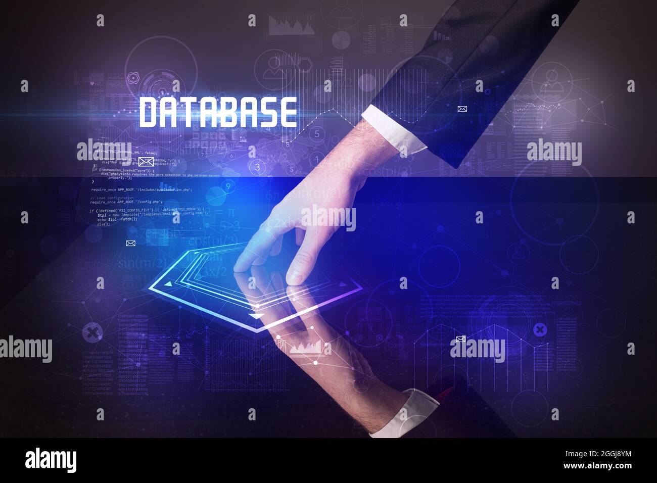 Hand touching digital table concept Stock Photo - Alamy