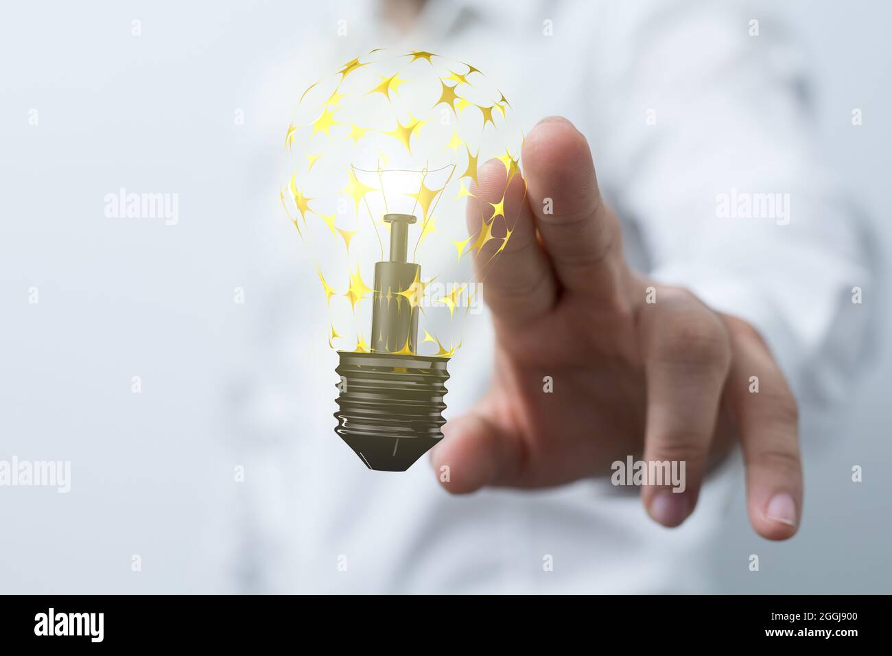 Idea lamp concept in hand Stock Photo - Alamy