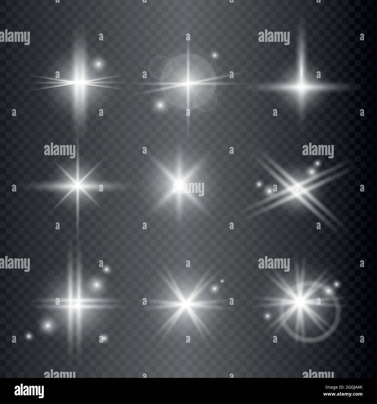Set, white glare on a dark background - Vector illustration Stock ...