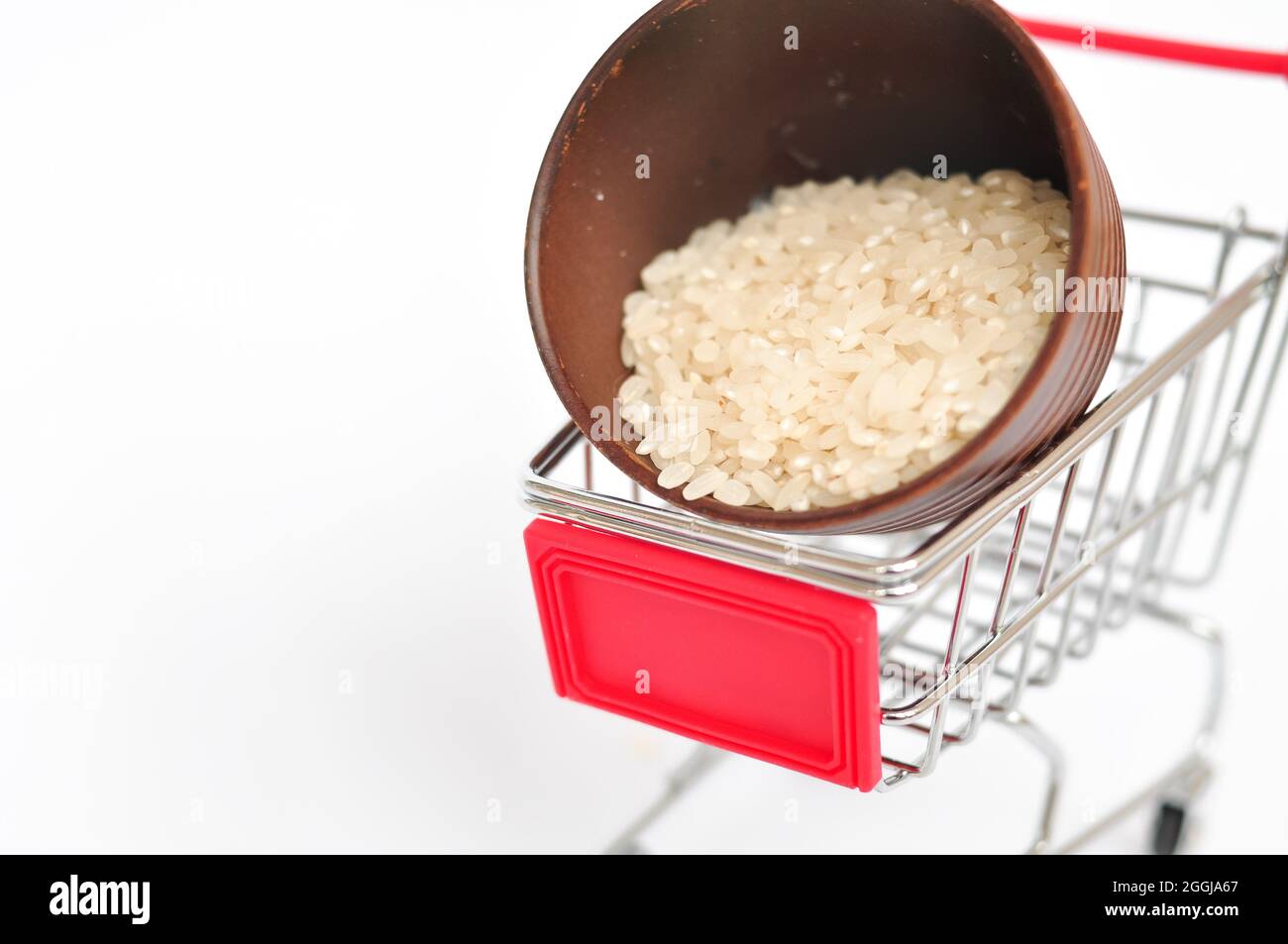 Round rice in trolley on white background Chinese food Stock Photo - Alamy
