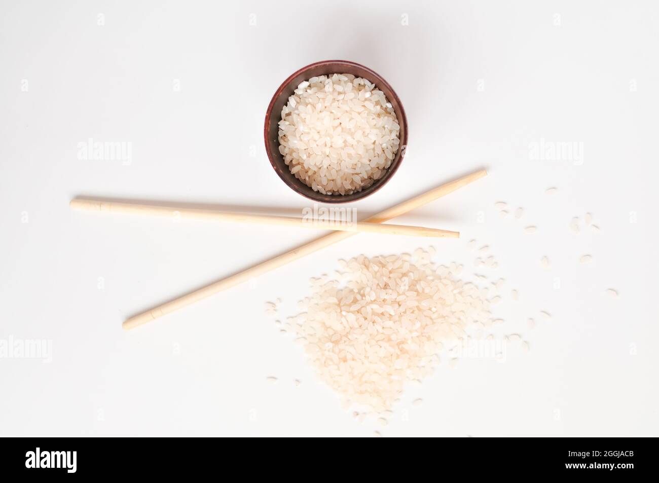 Round rice on white background Chinese food Stock Photo - Alamy