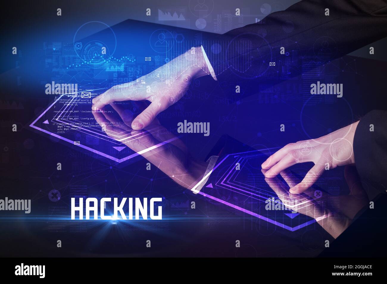 Hand touching digital table concept Stock Photo - Alamy