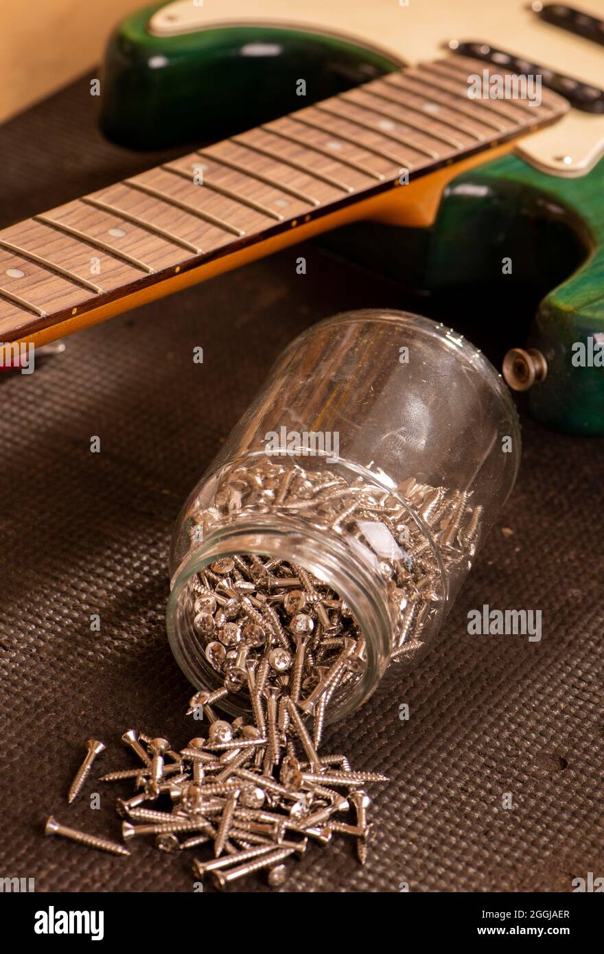 body part of a guitar and some parts Stock Photo - Alamy