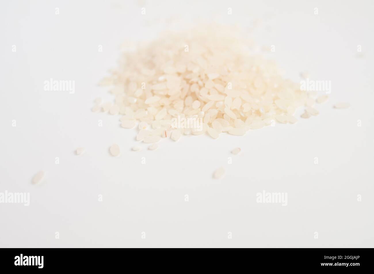 Round rice on white background Chinese food Stock Photo - Alamy