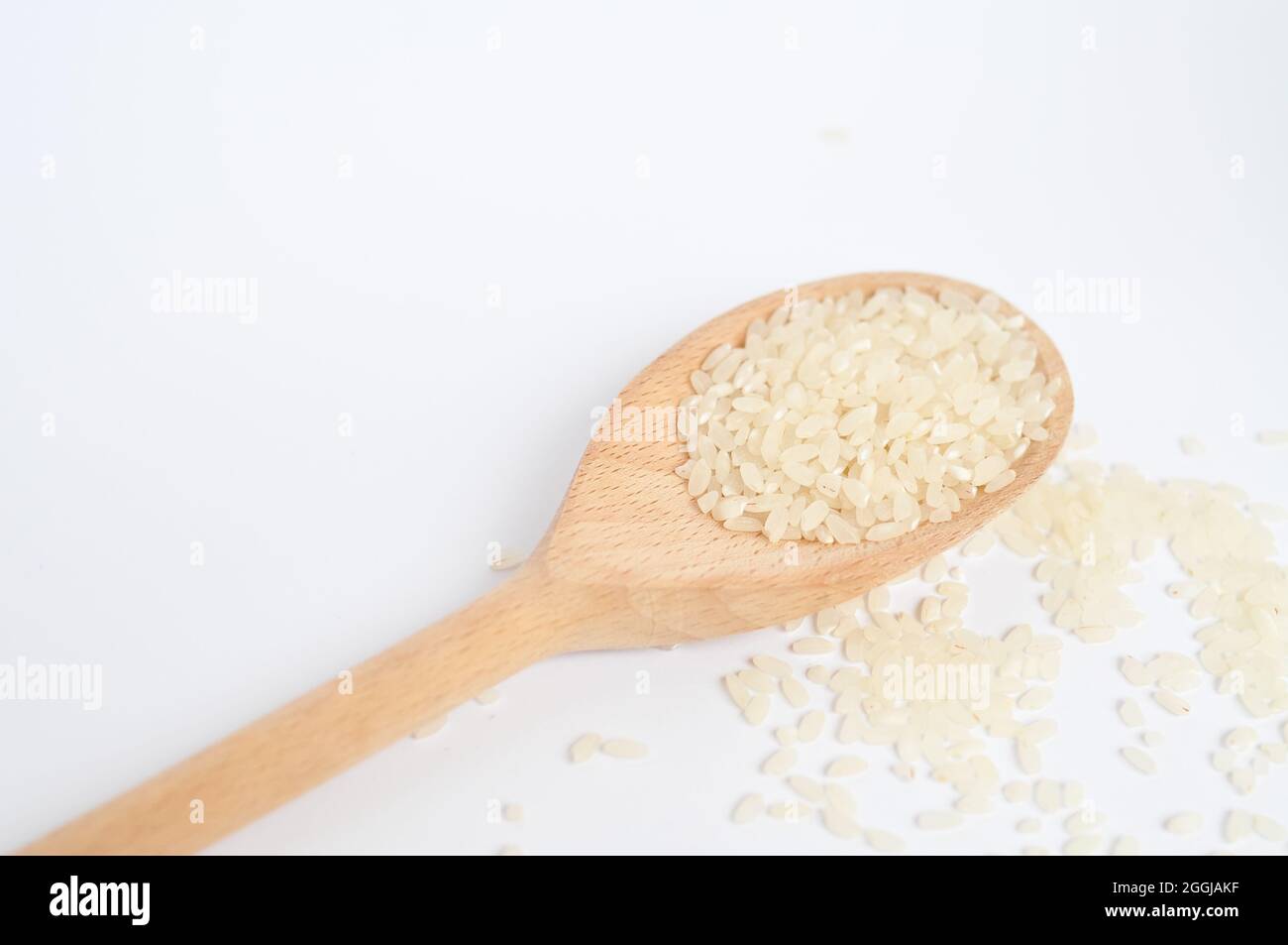 Round rice on white background Chinese food Stock Photo - Alamy