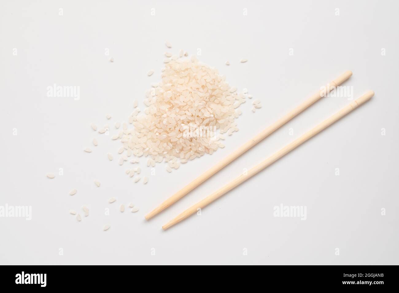 Round rice on white background Chinese food Stock Photo - Alamy