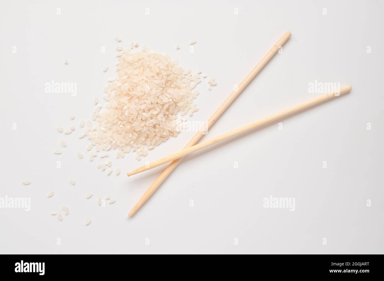 Round rice on white background Chinese food Stock Photo - Alamy
