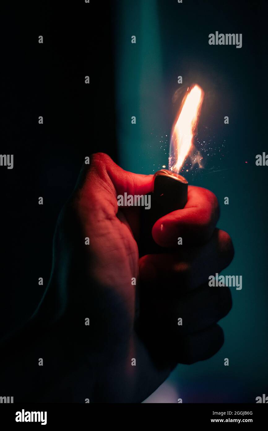 Closeup shot hand holding lit hi-res stock photography and images - Alamy