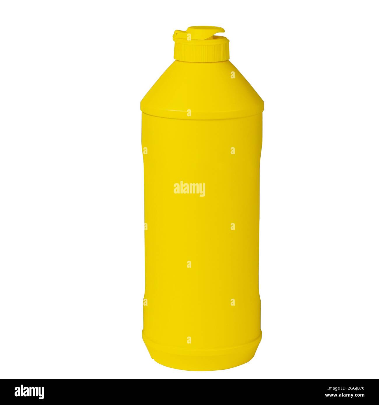 Yellow plastic bottle. Isolate on a white background. Plastic container ...