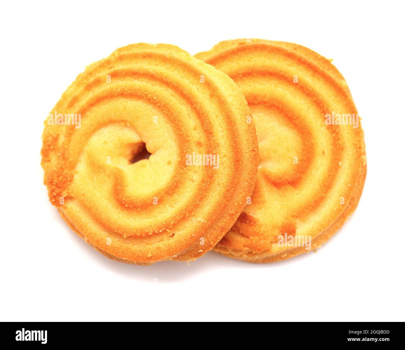 ring shaped crumbly shortbread cookies isolated on white background ...