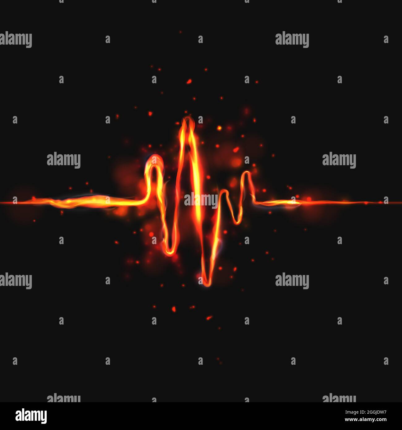 Heart beat 3D wave on dark background. Abstract heartbeat or cardiogram ...
