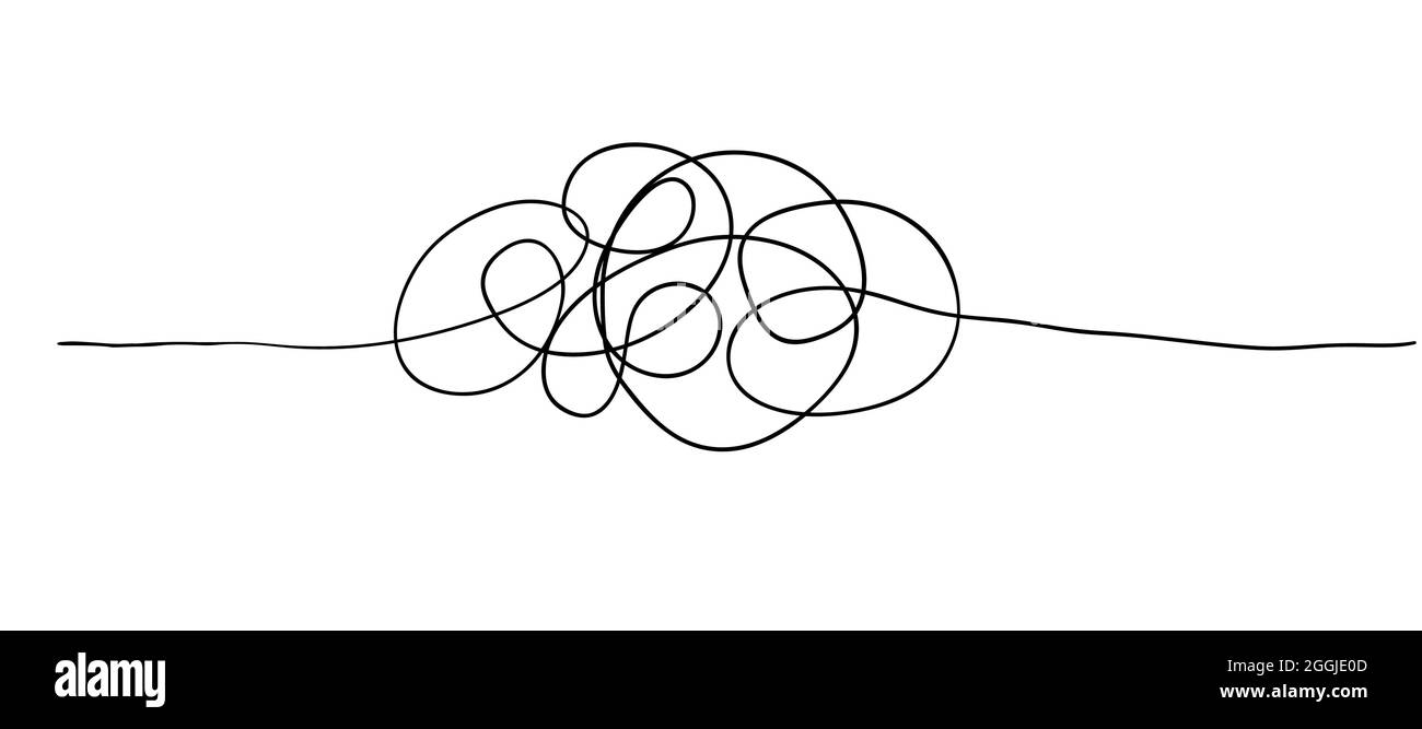 Random chaotic lines. Hand drawing insane tangled scribble clew. Vector ...
