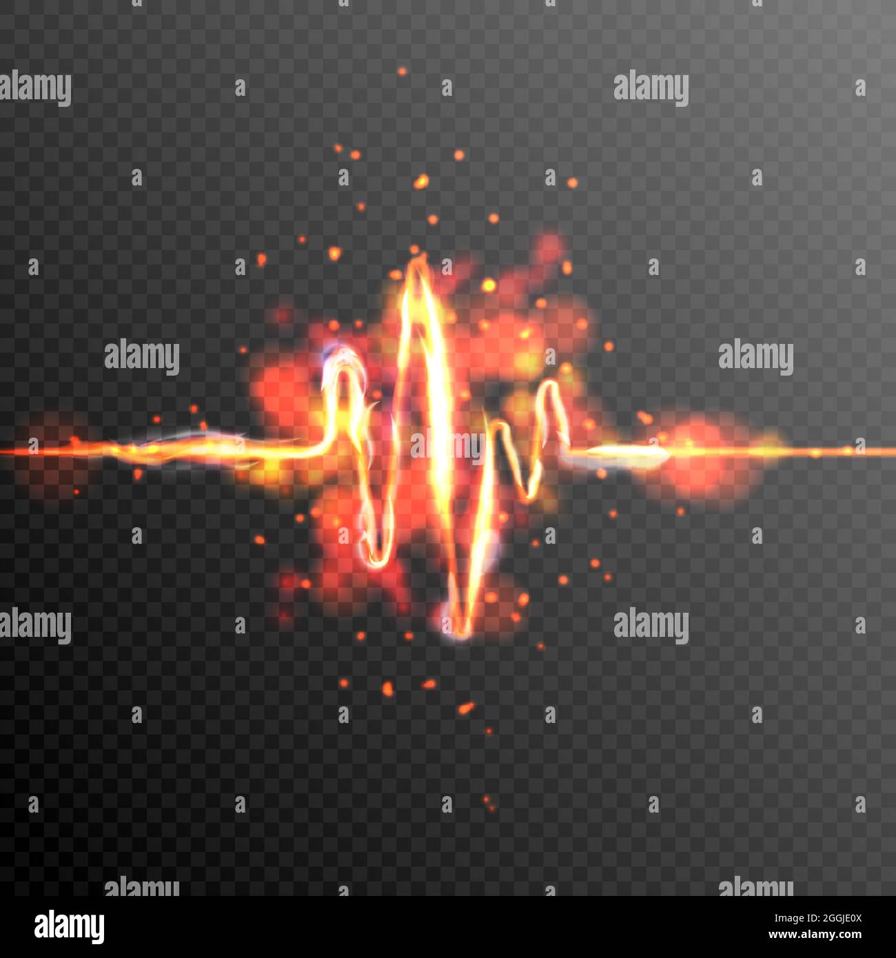 Heart beat 3D wave on transparent background. Abstract heartbeat or ...