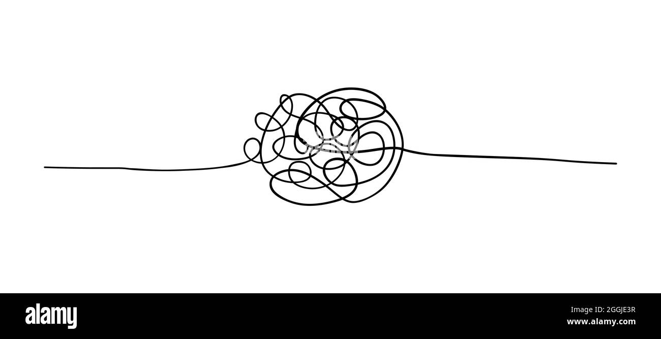 Random chaotic lines. Hand drawing insane tangled scribble clew. Vector ...