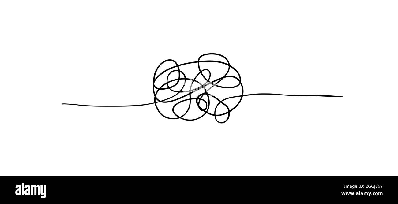 Random chaotic lines. Hand drawing insane tangled scribble clew. Vector ...