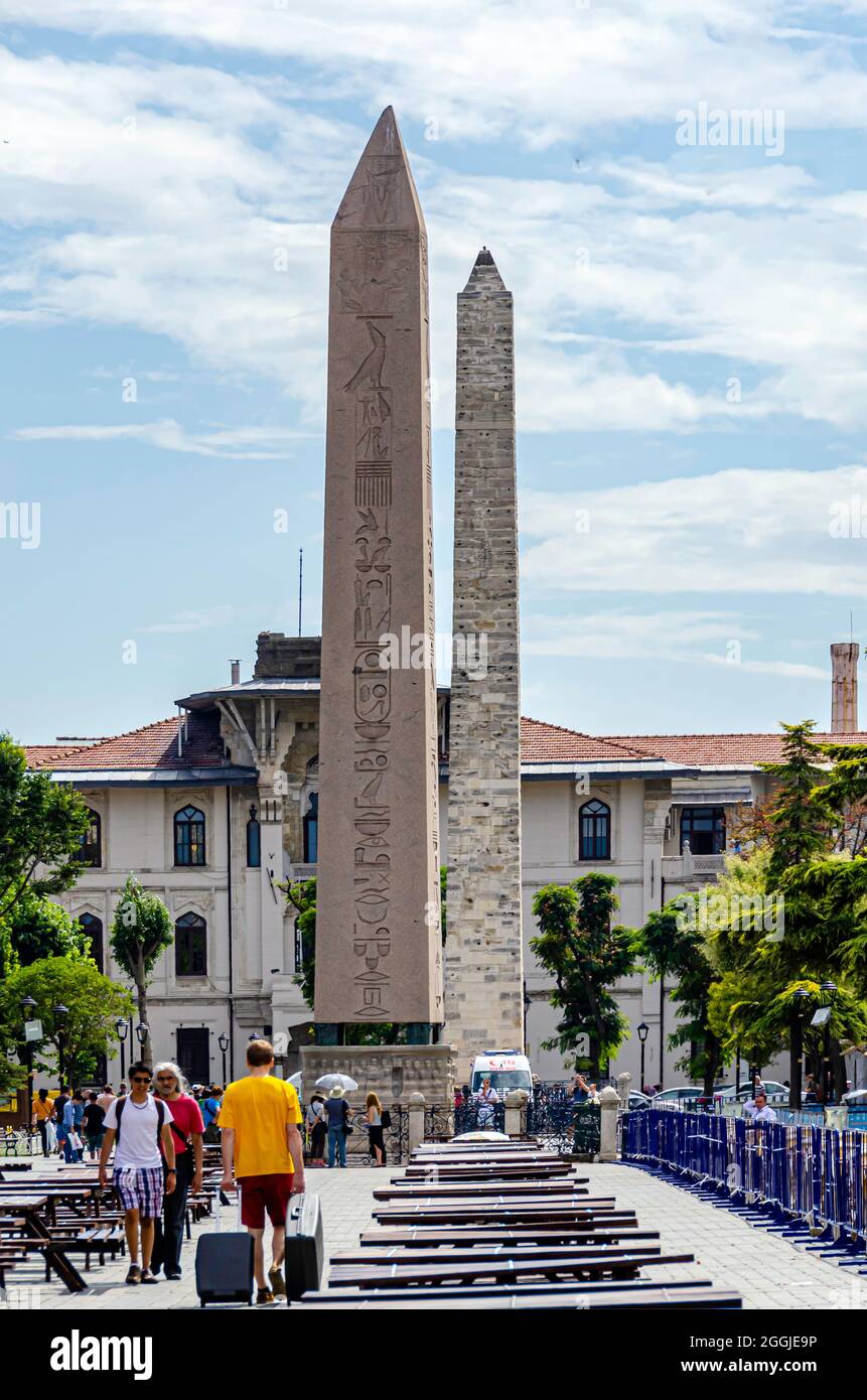 View of the Egyptian obelisk and obelisk of Constantine in the ...