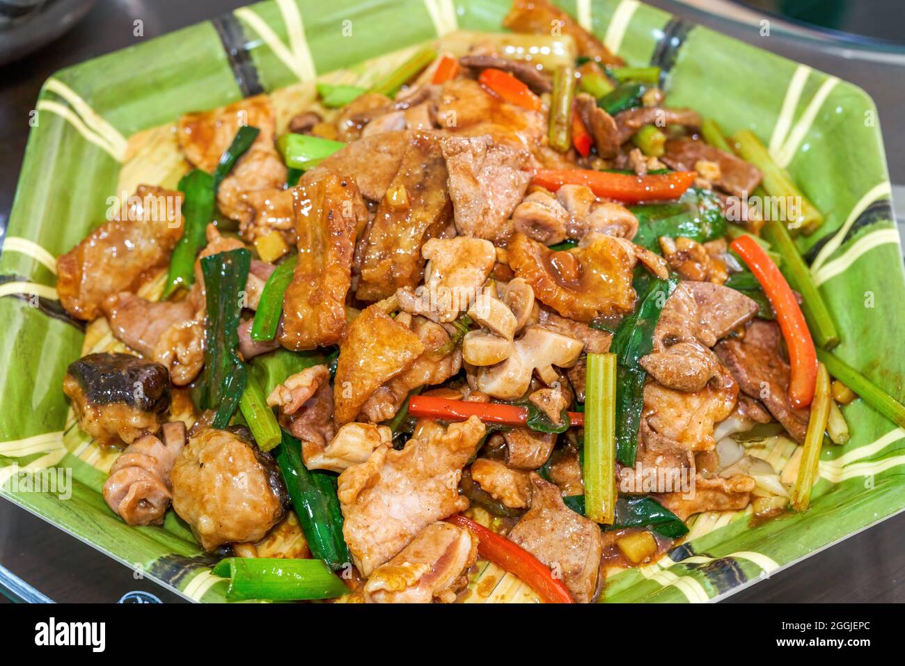 A delicious Chinese dish, stir-fried pork offal and pork Stock Photo ...