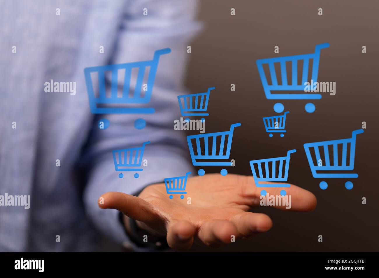 3D rendering illustration of a shopping cart as part of the network in ...