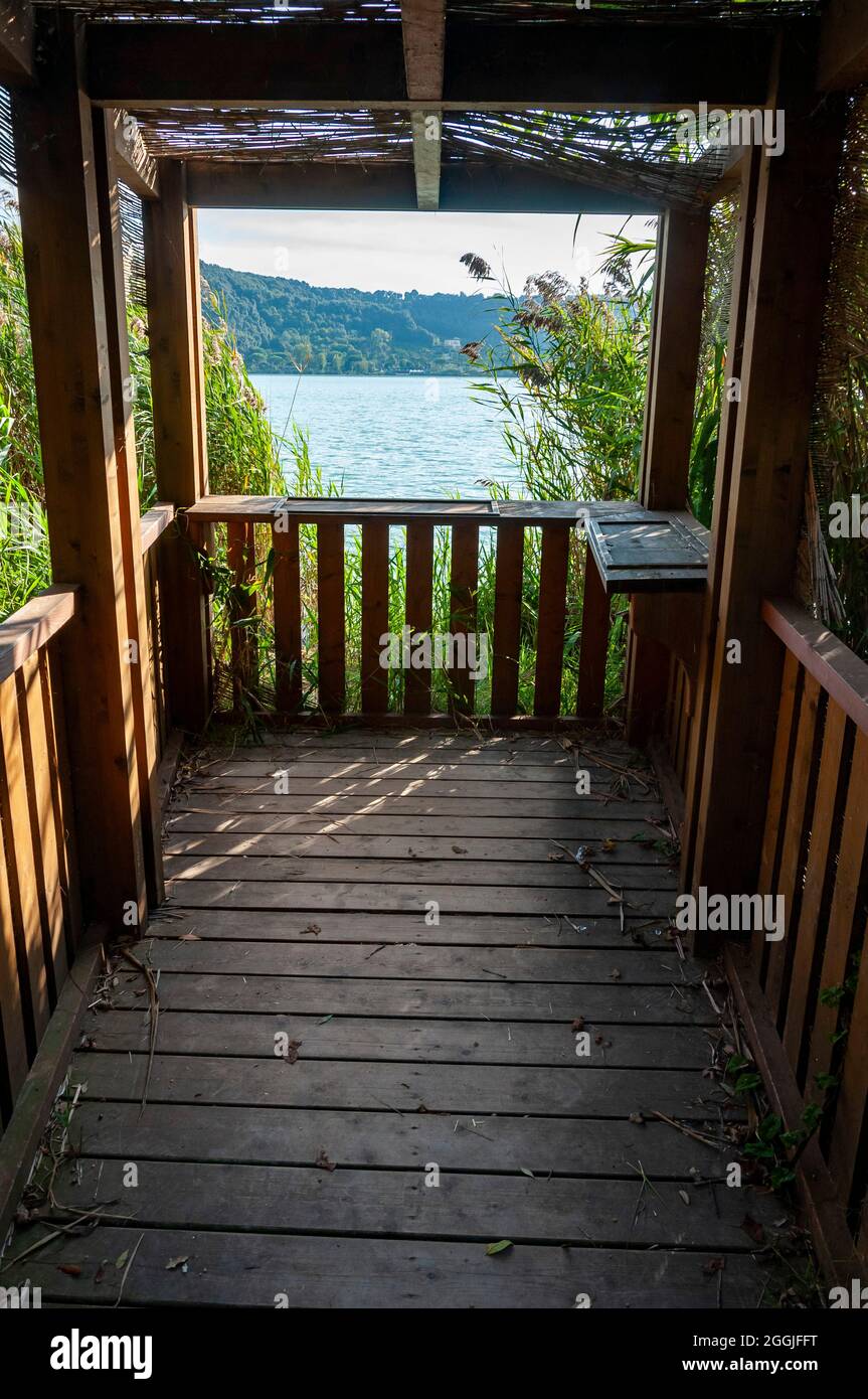 Observation deck on the Averno Lake near Naples, Italy Stock Photo - Alamy