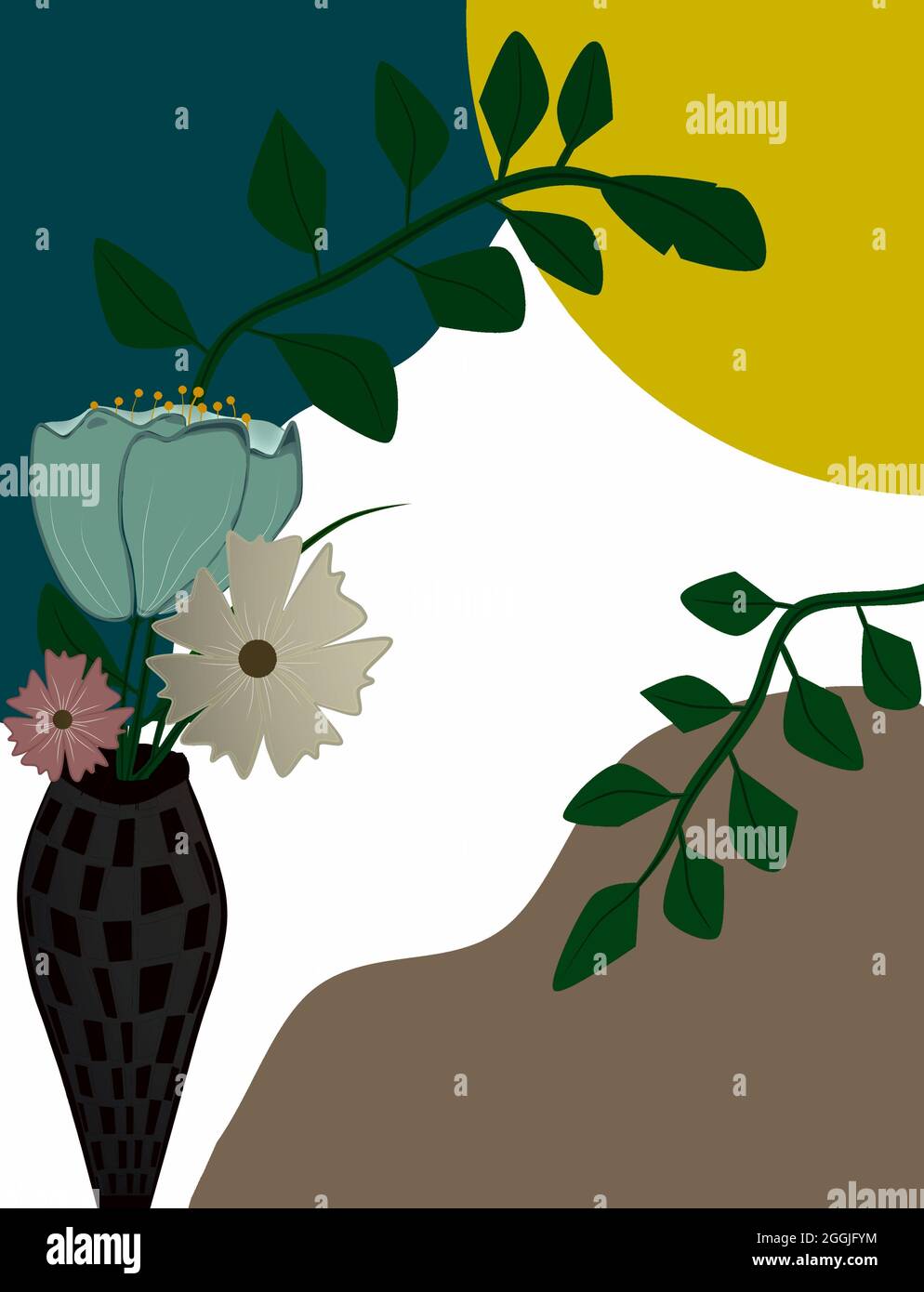 Flower bohemian style Digital Art drawing Stock Photo - Alamy