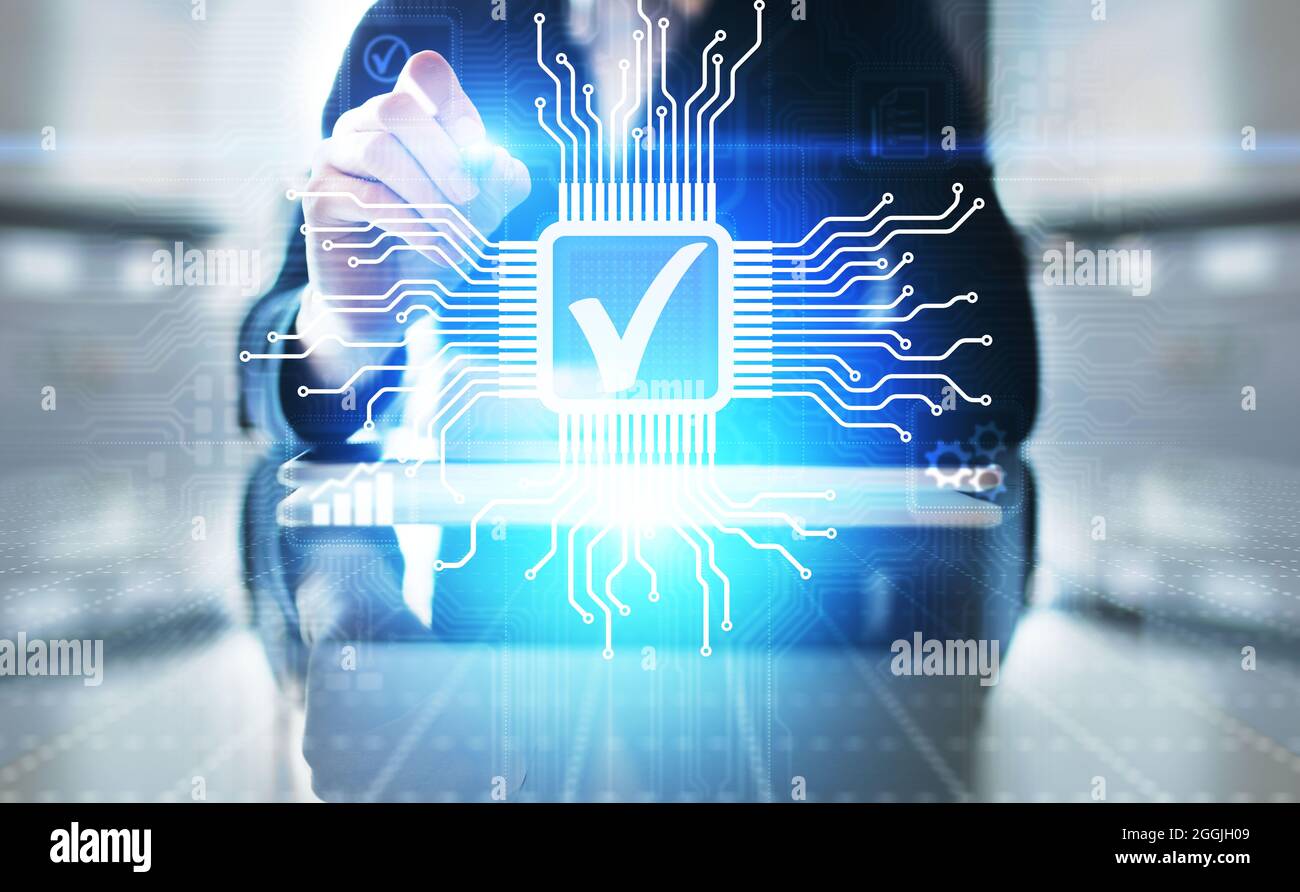 Quality control assurance standards business technology concept Stock ...