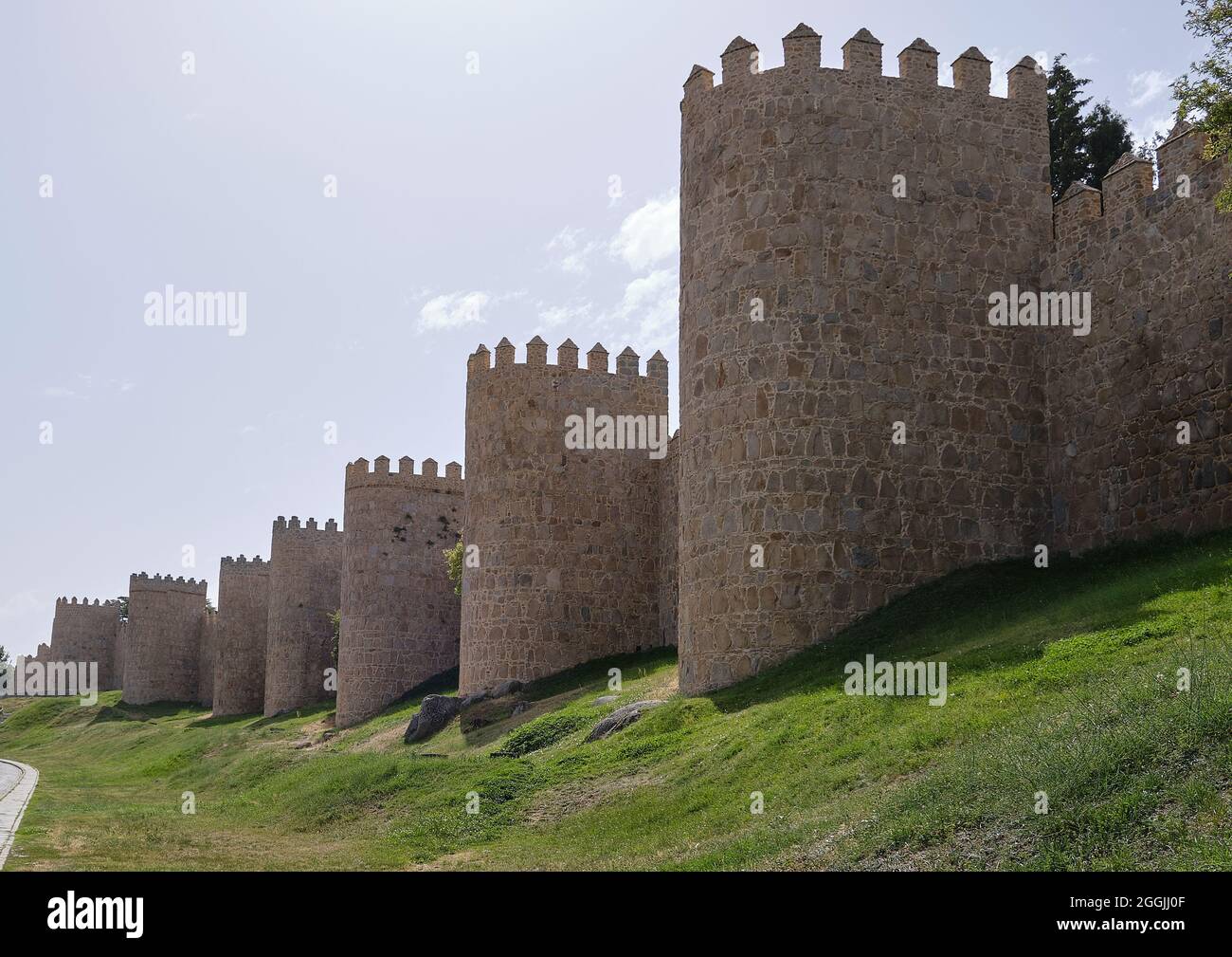 a view of the stone fortification wall surrounding the ancient romanian ...