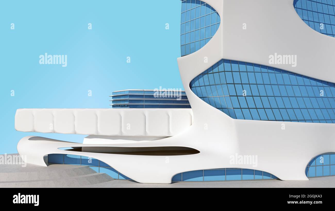 close-up of bionic architectural forms with copy space. 3d rendering ...