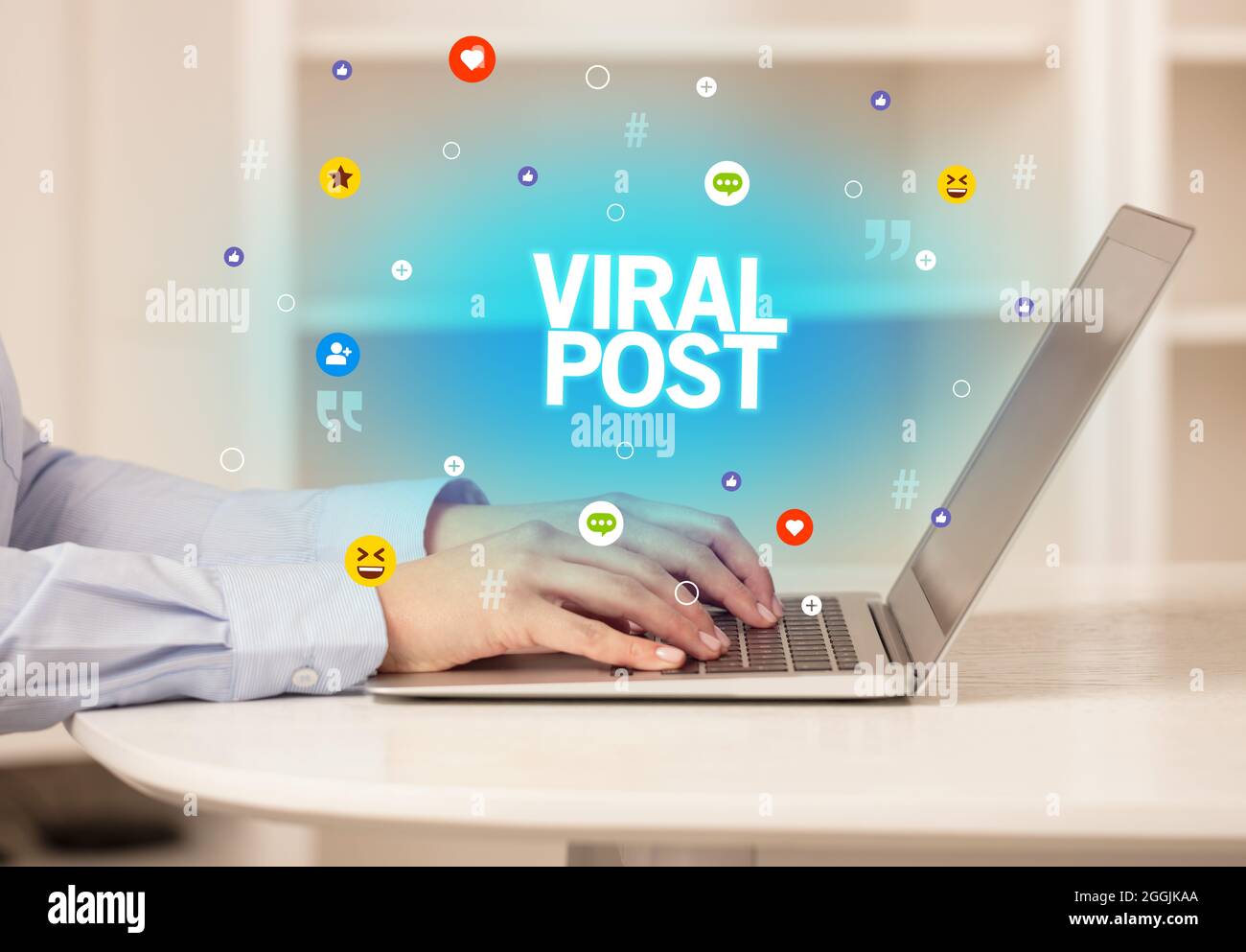 Freelance woman using laptop concept Stock Photo - Alamy