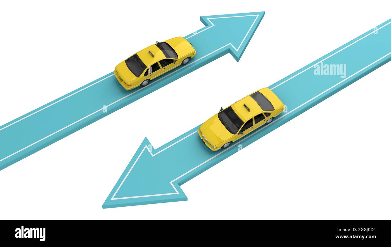 Car with road direction arrows Cut Out Stock Images & Pictures - Alamy