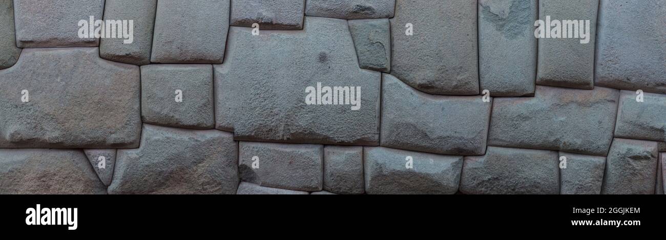 Detail of Inca's perfect stonework. Wall of former palace of Inca Roca ...