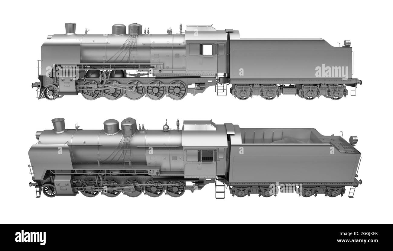 Steam Train Engine Side View
