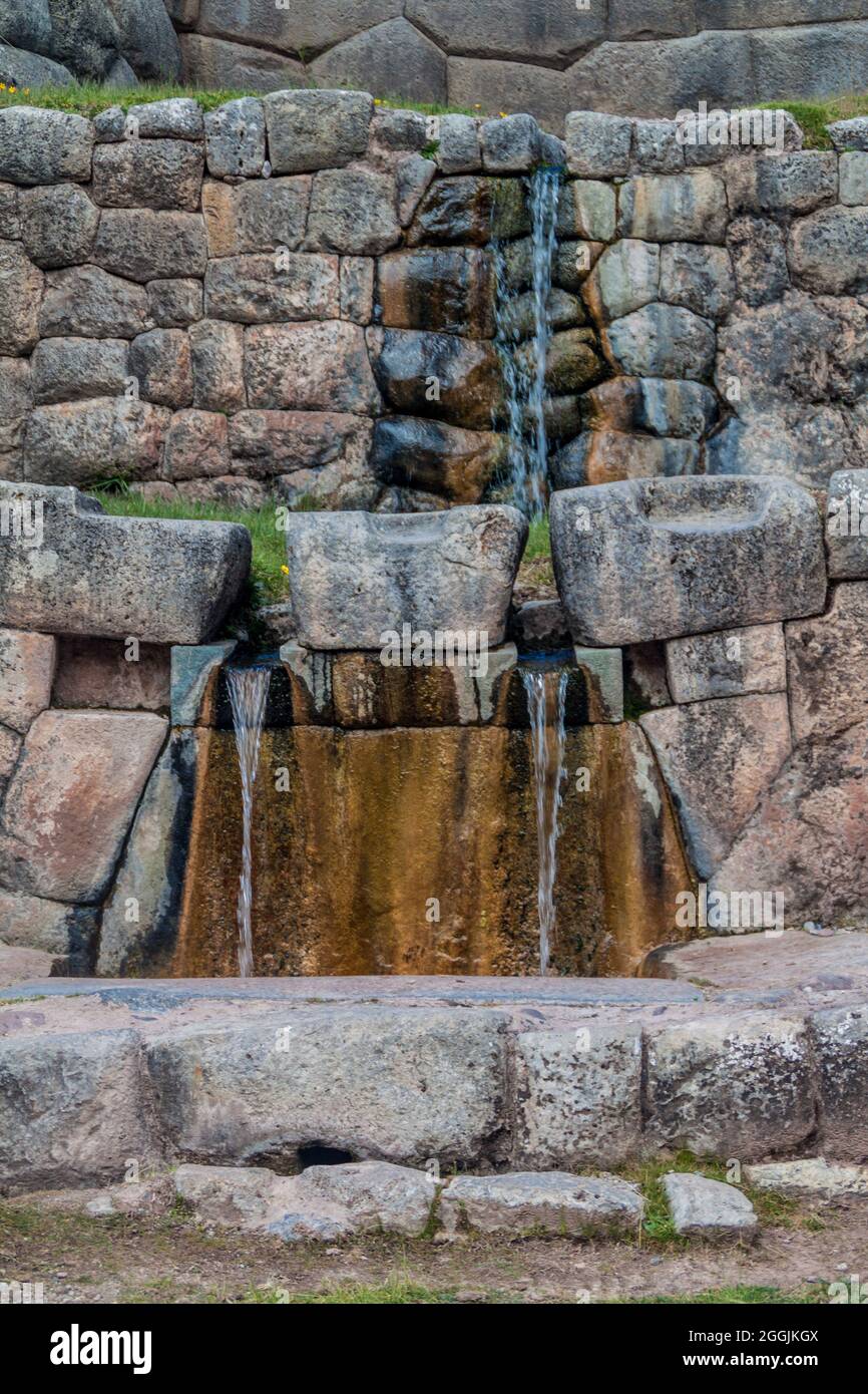 Ruins of Inca's ceremonial stone bath Tambomachay near Cuzco, Peru ...