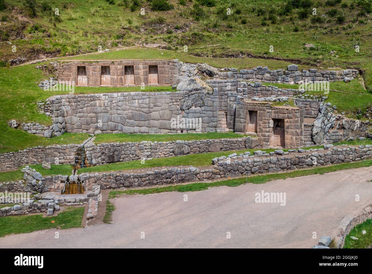 Ruins of Inca's ceremonial stone bath Tambomachay near Cuzco, Peru ...