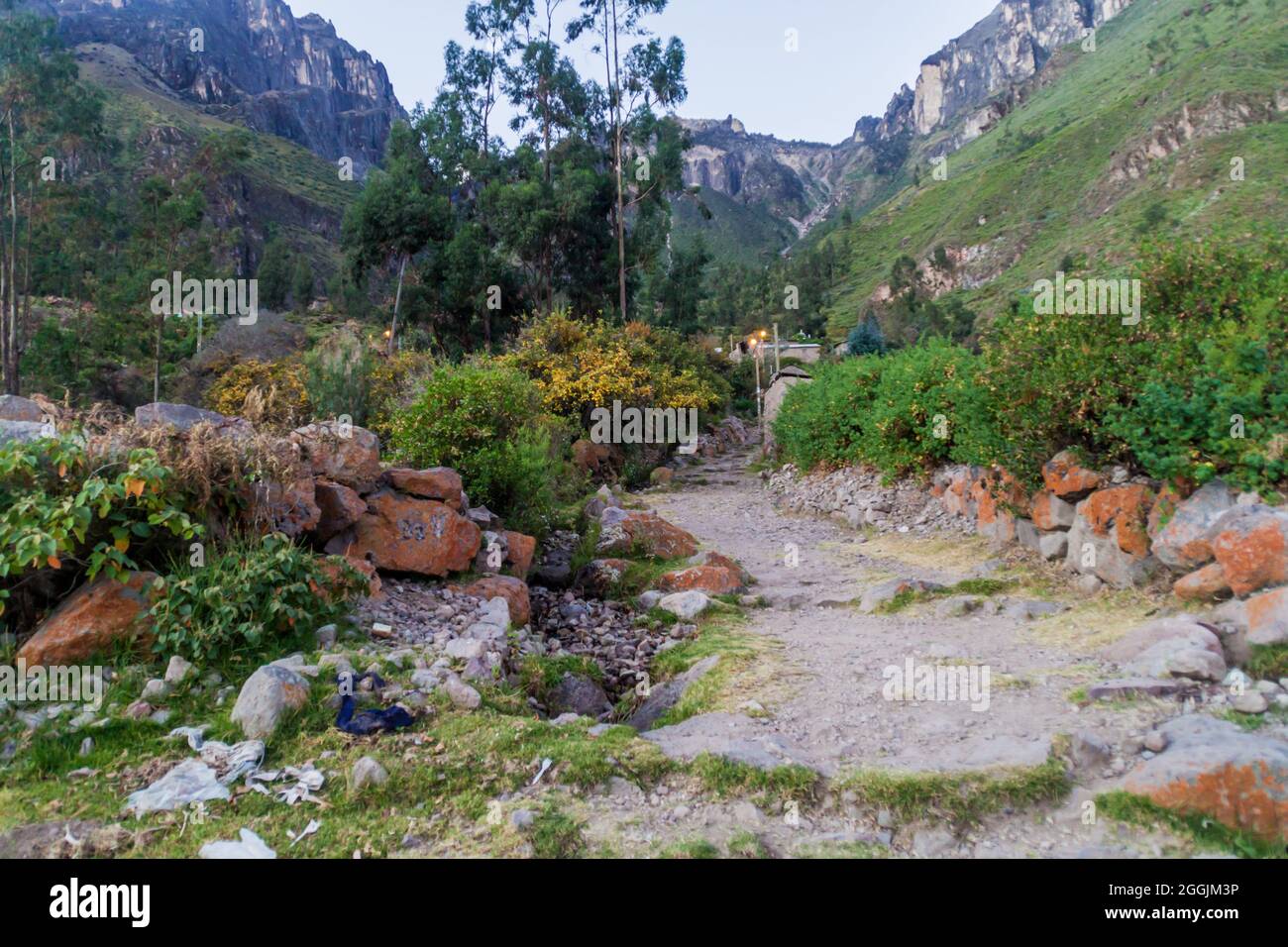 Tapay village in mountains over Colca canyon, Peru Stock Photo - Alamy