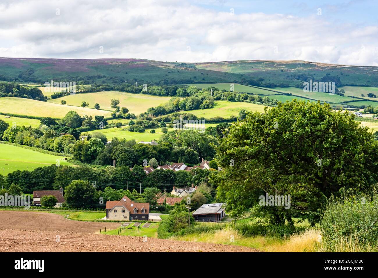 Rural village in a valley in the Quantock Hills Stock Photo - Alamy