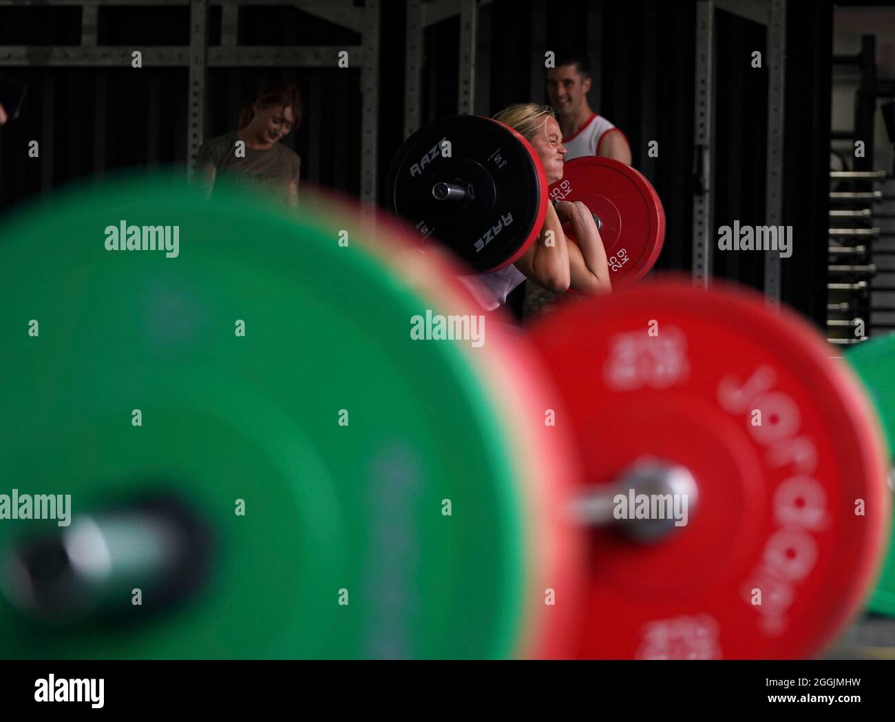 A soldier competes in the weightlifting task during the British Army ...