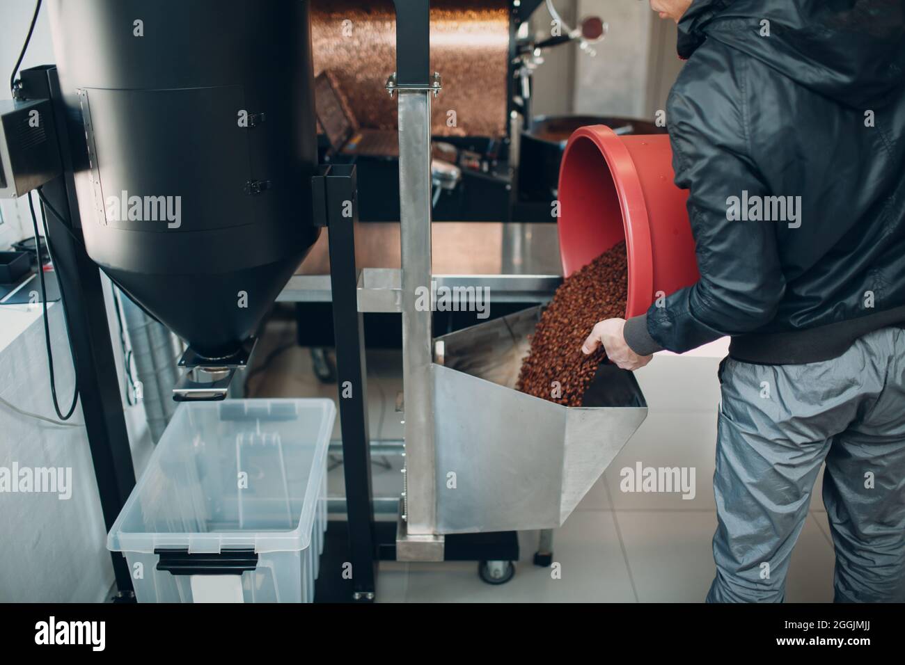 Coffee destoner machine at coffee roasting process Stock Photo - Alamy