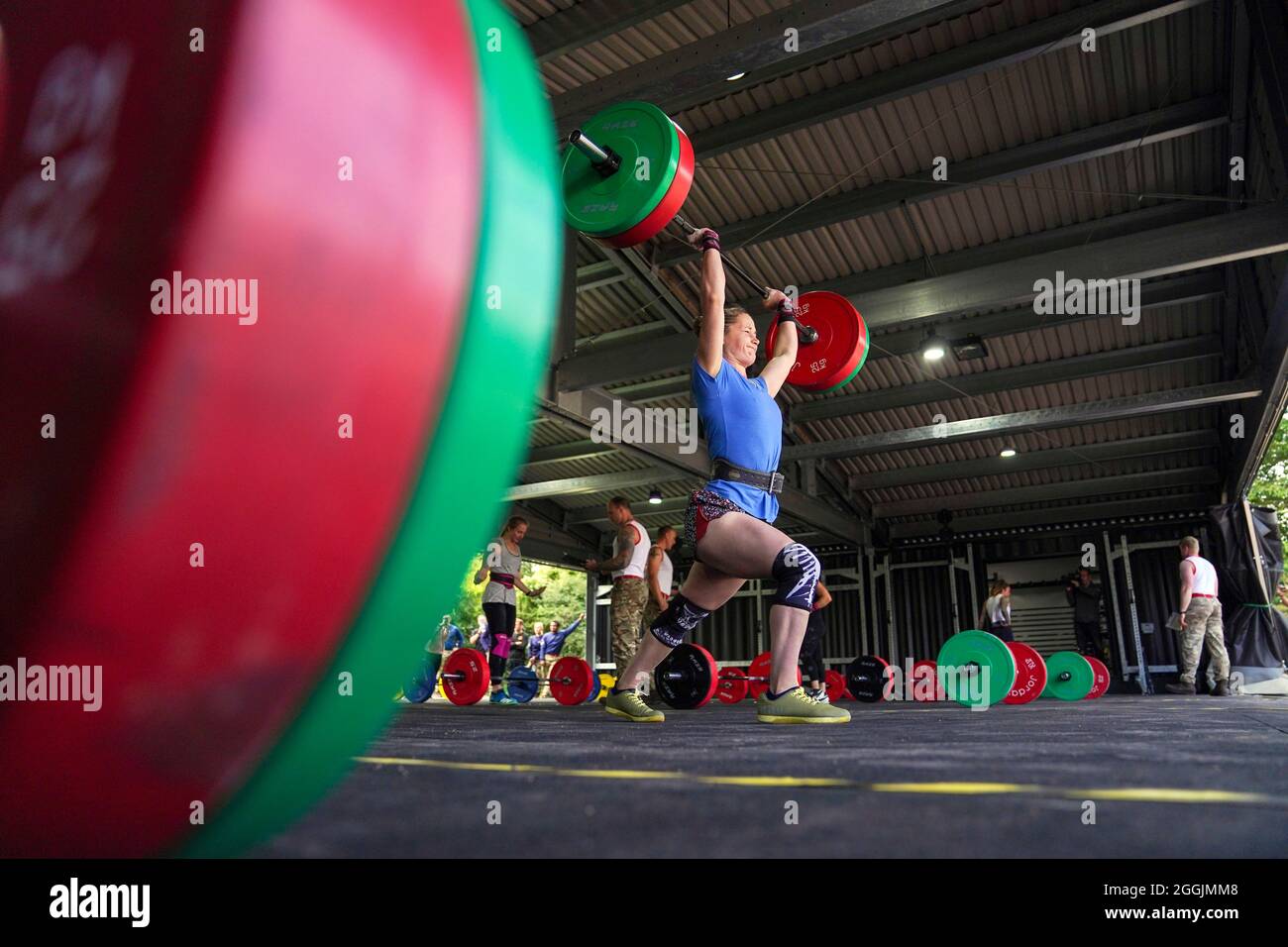 A soldier competes in the weightlifting task during the British Army ...