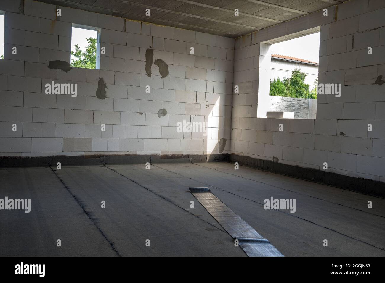 Floor waterproof bitumen membrane insulation Stock Photo - Alamy