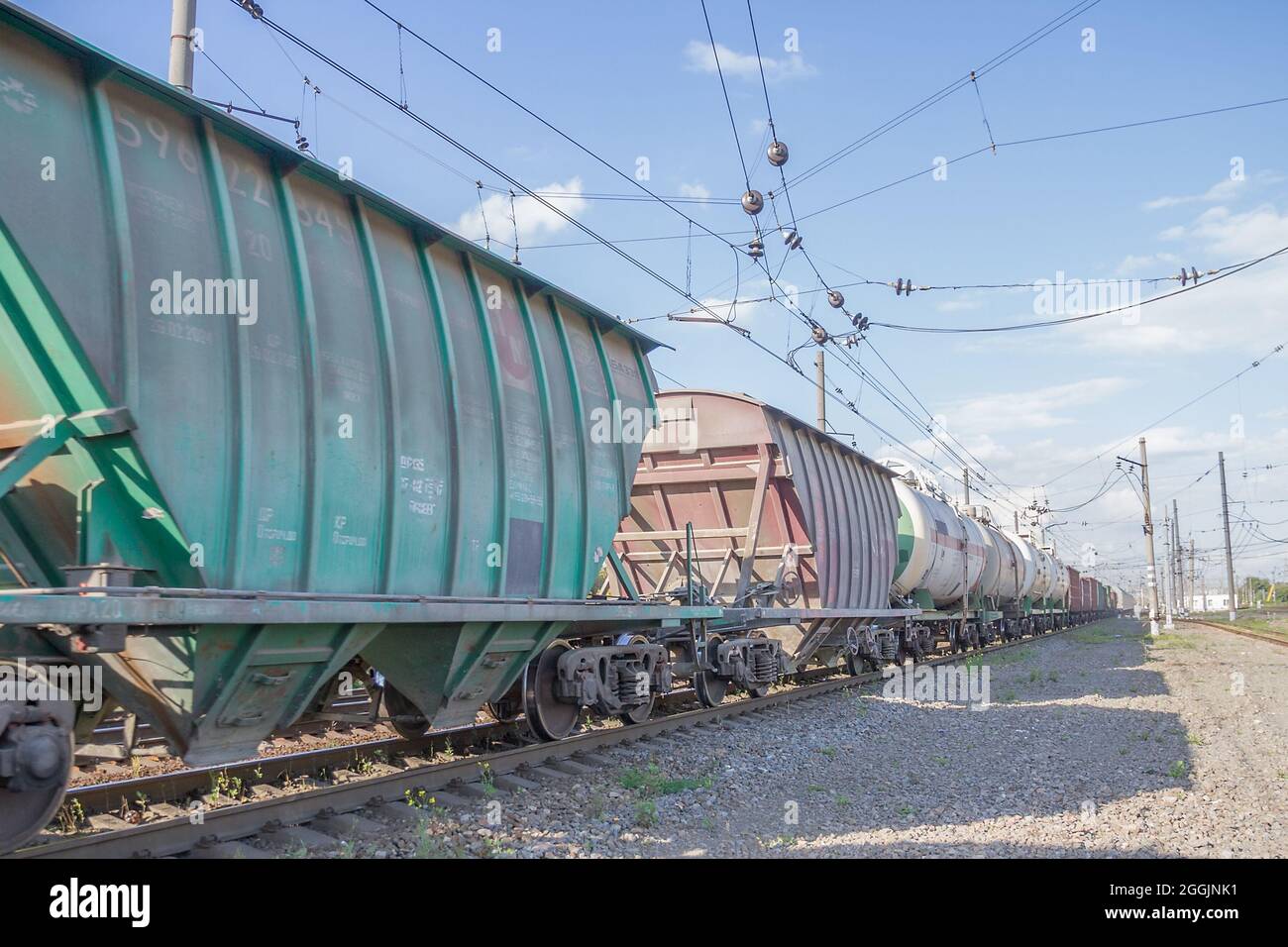 Russia. Moscow. Railways. Freight train wagons on the tracks Stock ...