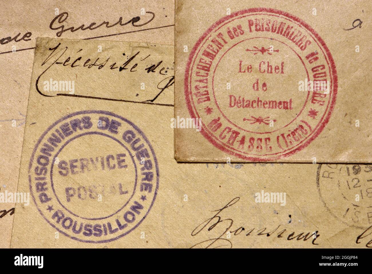 First World War French prisoner of war mail envelopes with official ...