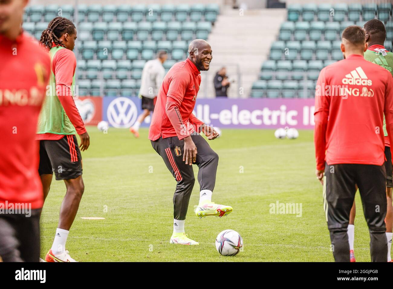 Belgium's Romelu Lukaku pictured during a training session of Belgian ...