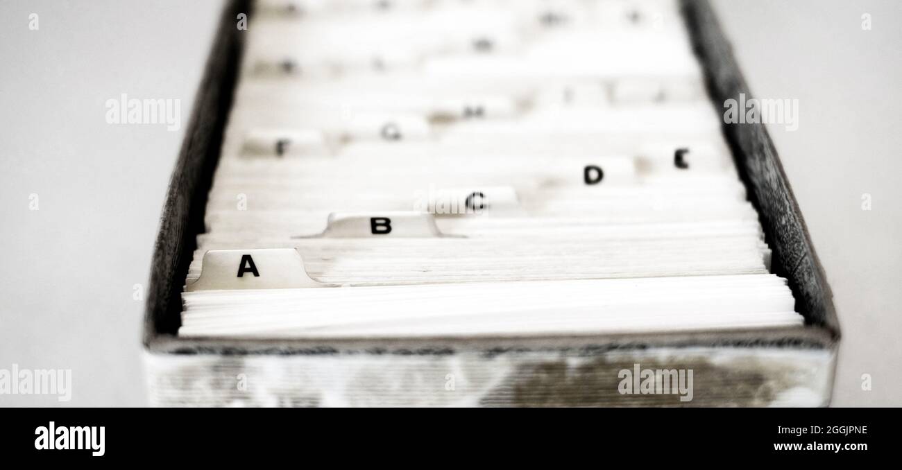Index cards for business school home library organization Stock Photo ...